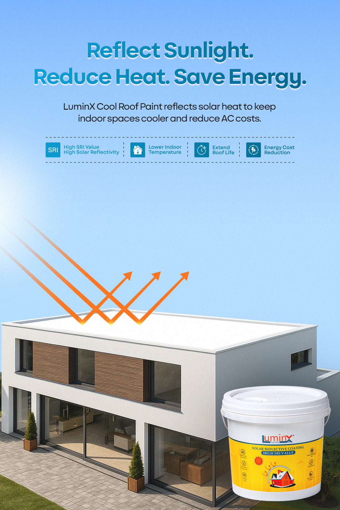 LuminX Cool Roof Paint | High SRI Solar Reflective Roof Coating for ...